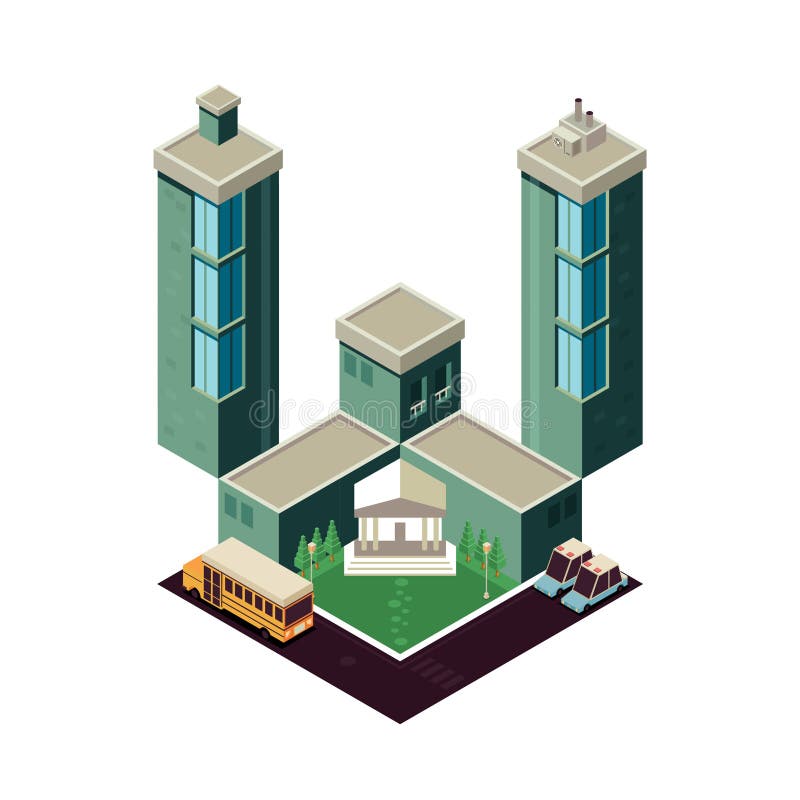 Isometric Building Alphabet W. Vector Illustration Decorative Design ...