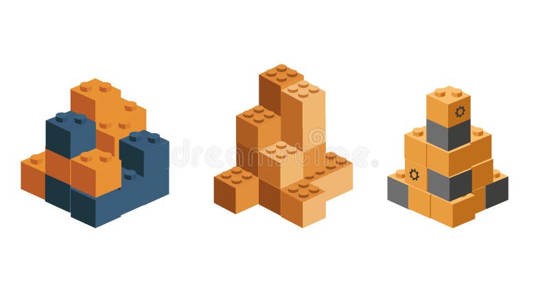 Isometric Building Blocks Vector Set Stock Vector - Illustration of ...