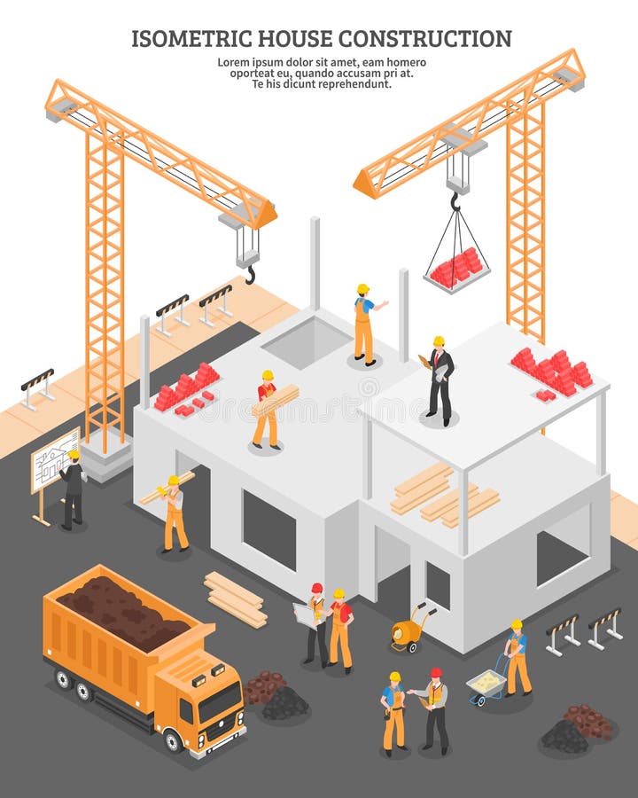 Isometric Construction Vertical Composition Stock Vector - Illustration ...