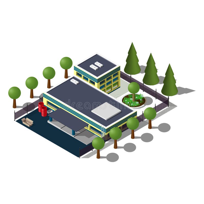 Isometric Building Illustration. Stock Illustration - Illustration of ...