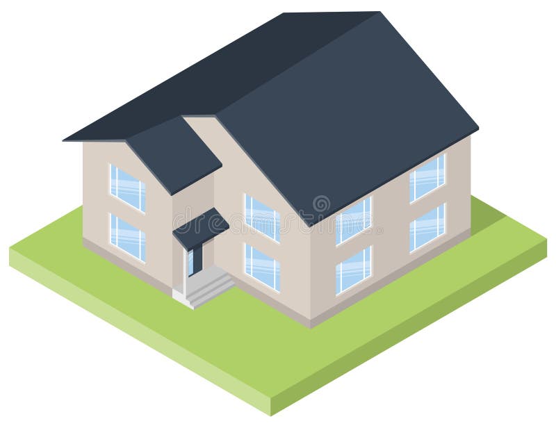 Isometric Building. Residential House Icon Stock Vector - Illustration ...