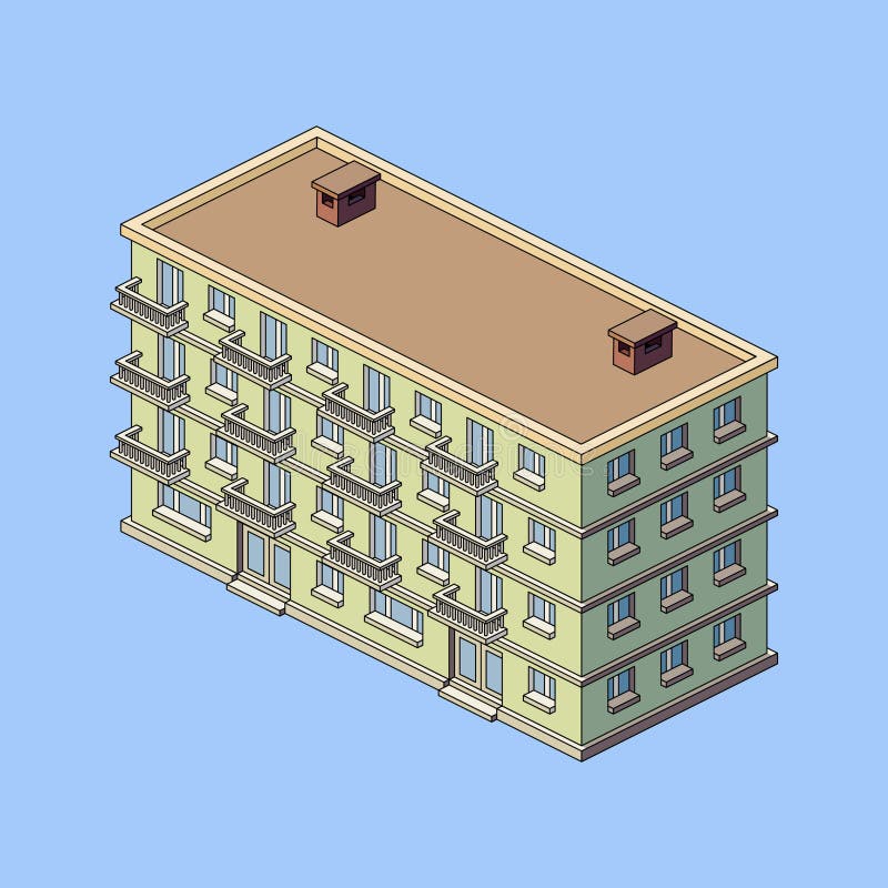 Isometric Building. Vector Illustration Stock Vector - Illustration of ...