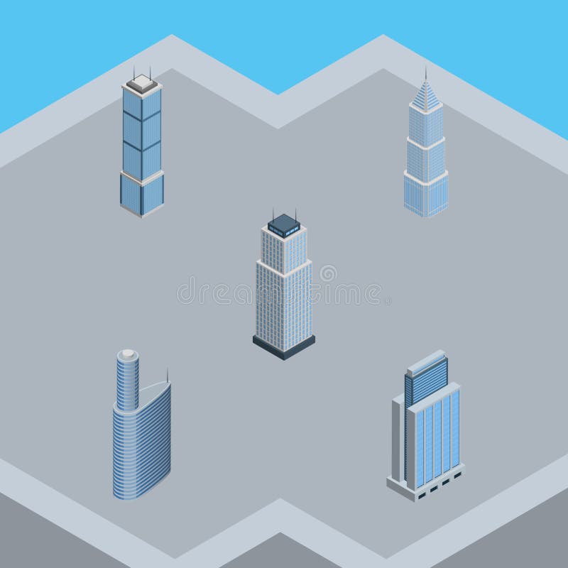 Isometric Building Set of Urban, Tower, Apartment and Other Vector ...