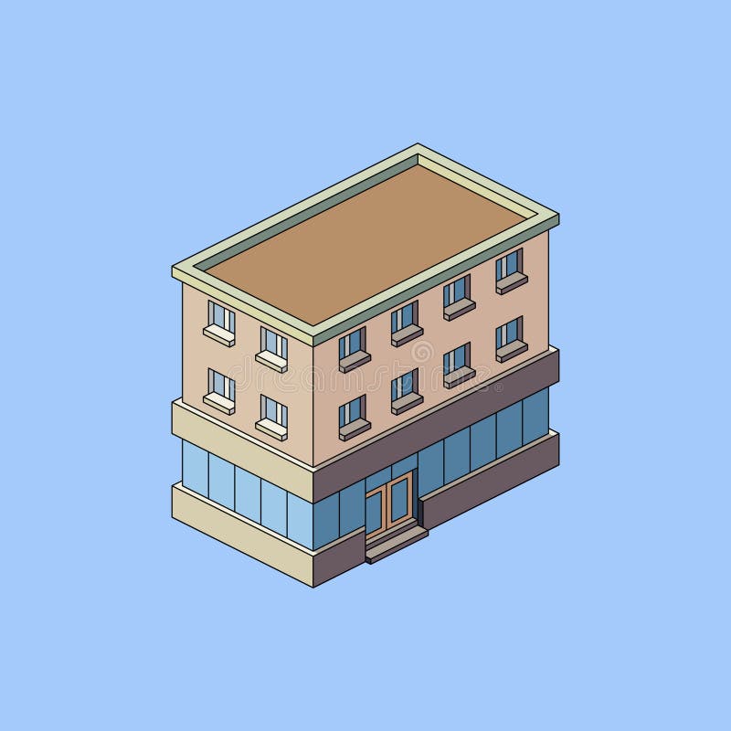 Isometric Building of a Shop. Vector Illustration Stock Vector ...