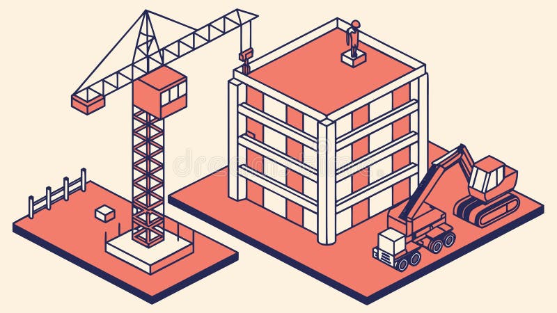 Isometric Building Under Construction, Vector Design Generative AI Stock Vector - Illustration ...
