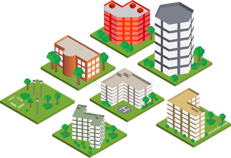 Isometric city pack 1 stock vector. Illustration of cutout - 23331828