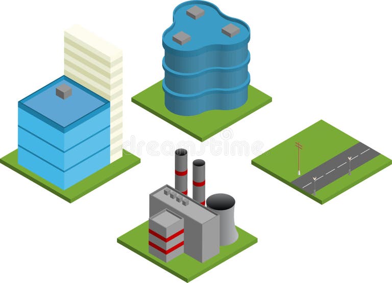 Isometric Industrial Buildings Pack Stock Illustrations – 17 Isometric ...