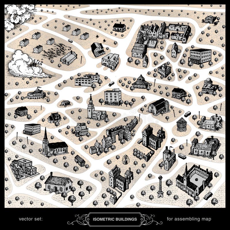 Isometric Buildings for Assembling Map Stock Vector - Illustration of ...