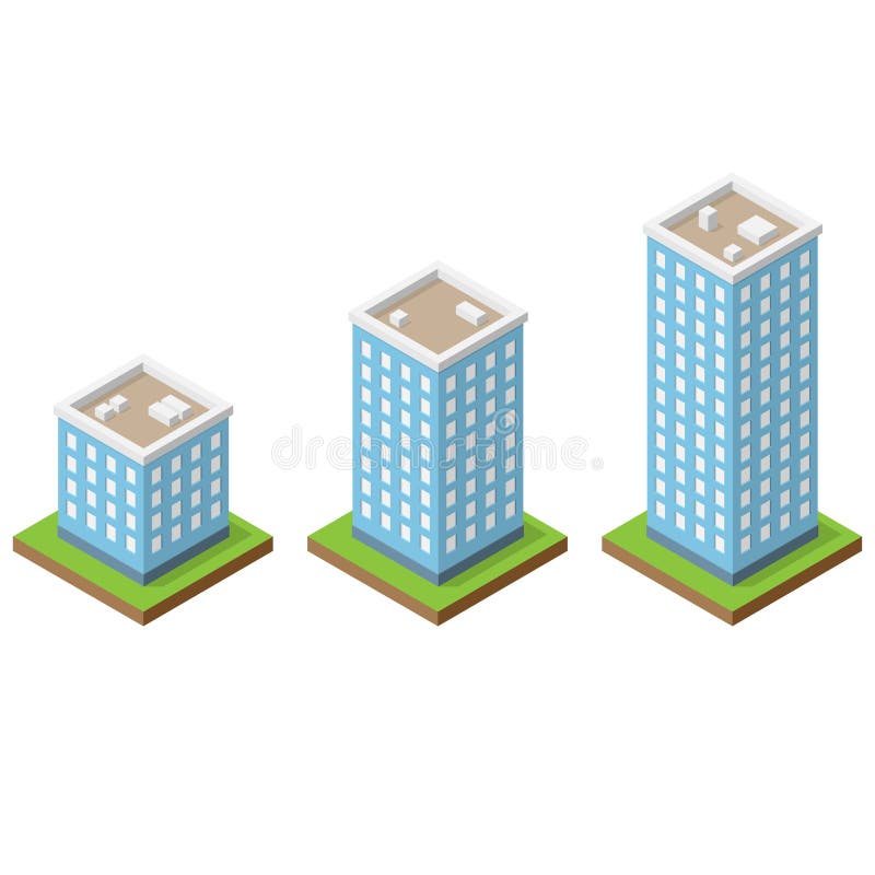 Isometric buildings set stock vector. Illustration of office - 115315475