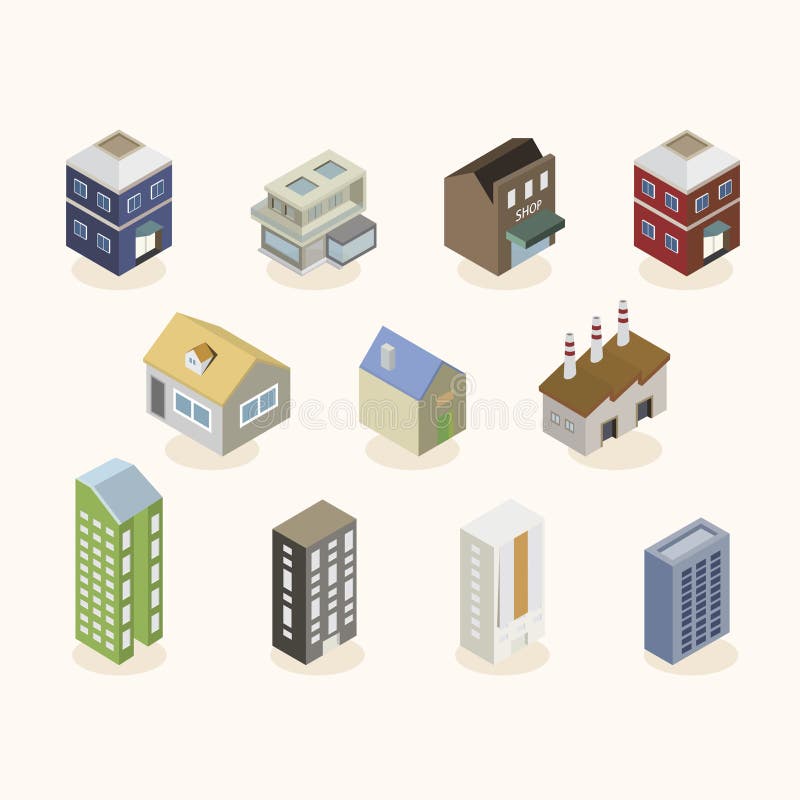 Isometric buildings stock vector. Illustration of buildings - 70222710