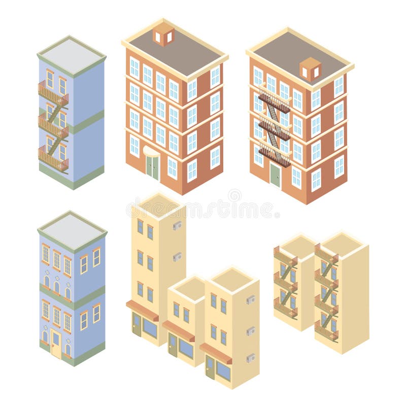 Isometric Buildings. Vector Illustration Decorative Design Stock Vector ...