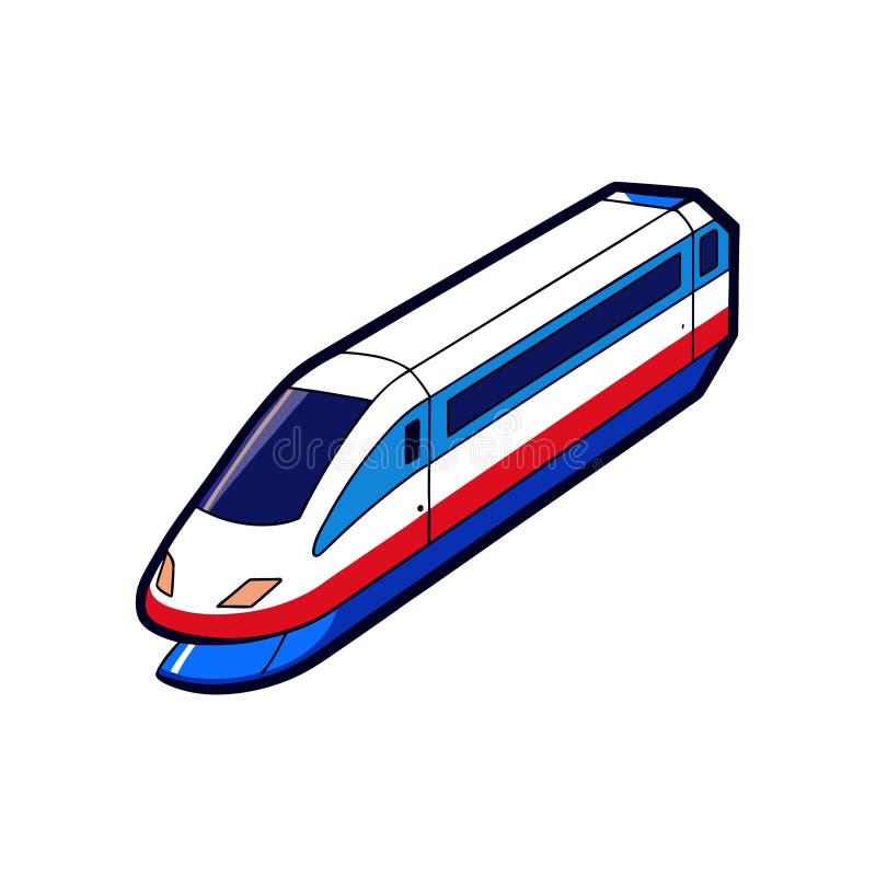 Isometric Bullet Train Illustration on White Background Stock ...