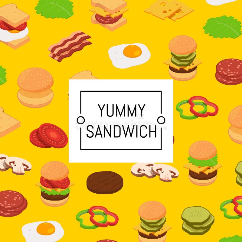 Burger Ingredients Set on White Background Stock Vector - Illustration ...