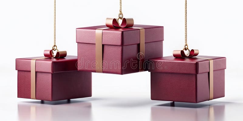 Isometric Burgundy Hanging Gift Boxes a Premium Packaging Mockup for ...