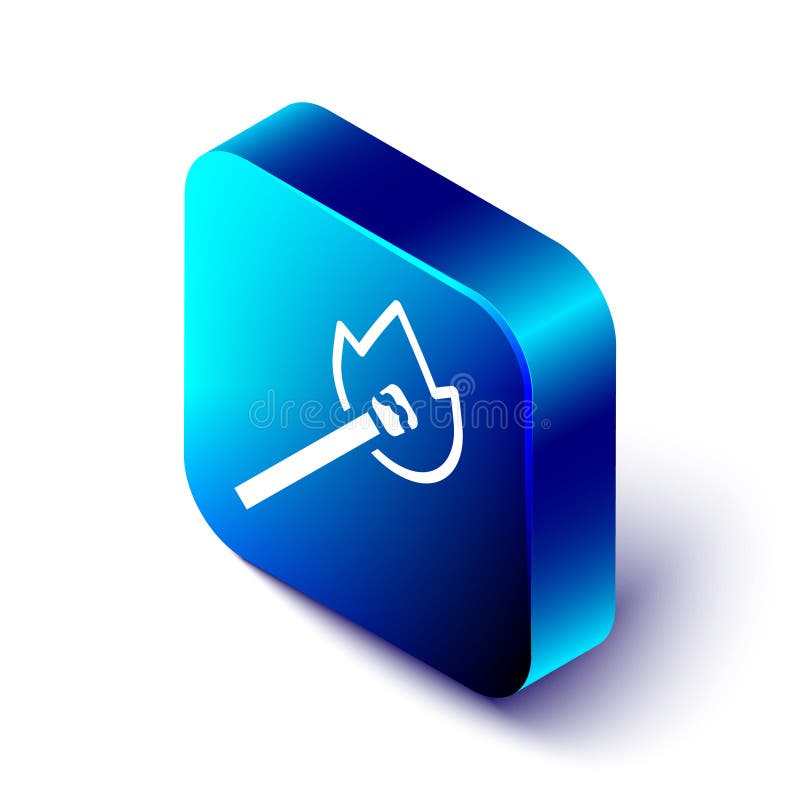 Isometric Burning Match with Fire Icon Isolated on White Background ...
