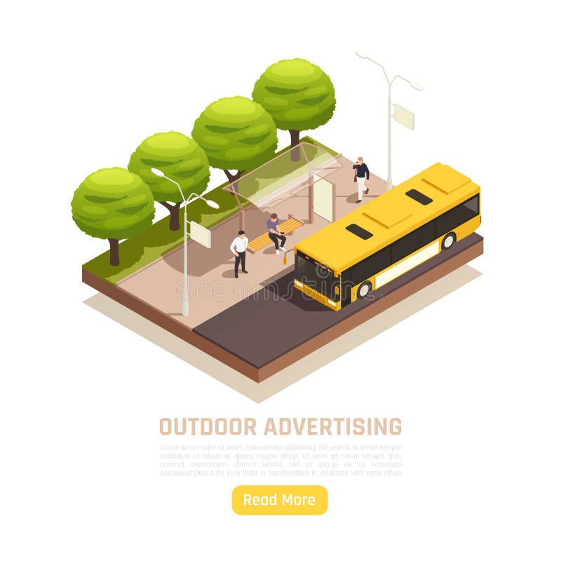 Isometric Bus Stop Advertisement Stock Vector - Illustration of panel ...