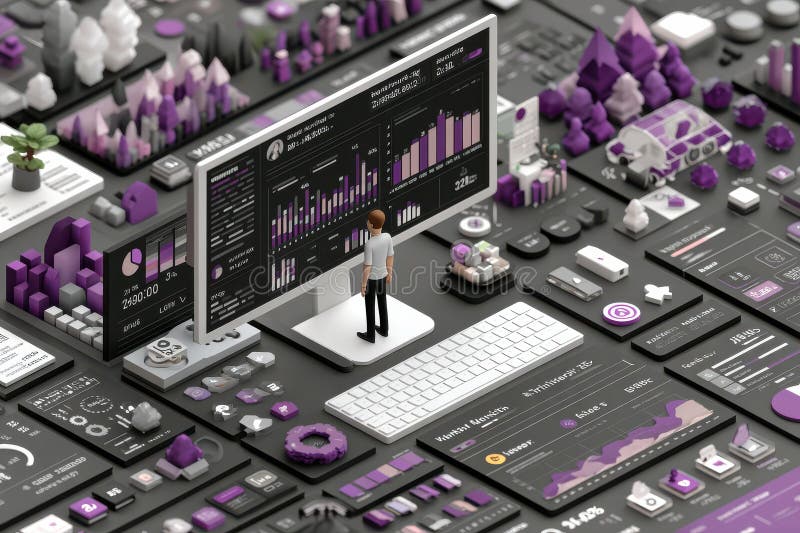 Isometric Business Analytics Dashboard with Vibrant Infographics and ...