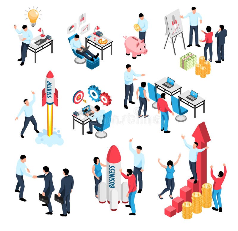 Isometric Business Growth Set Stock Vector - Illustration of symbol ...