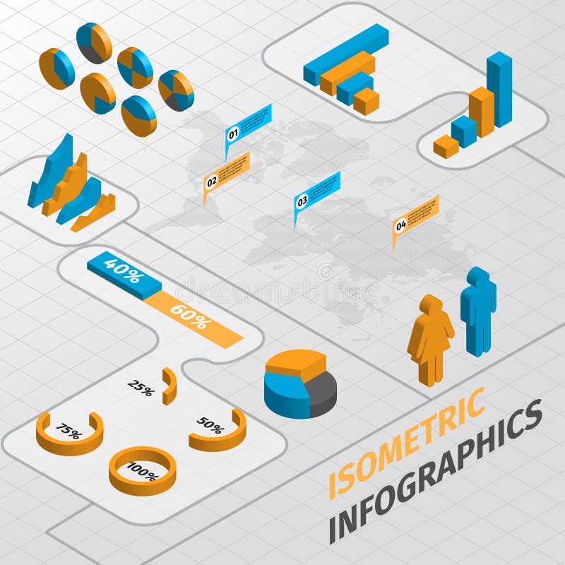 Isometric Business Infographics Design Elements Stock Vector ...
