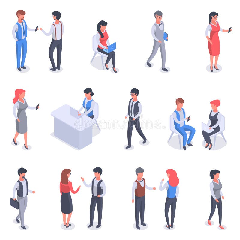 Isometric Businessman Data Analysing, Chart Statistics Analysis. Office ...