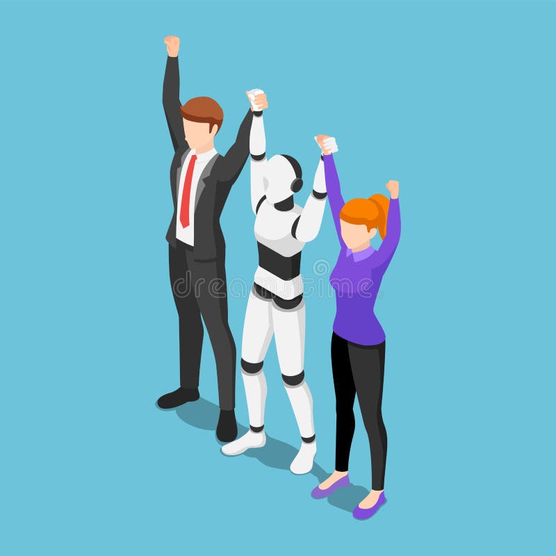 Isometric Ai Robot Controlling Businessman Like a Puppet Stock Vector ...