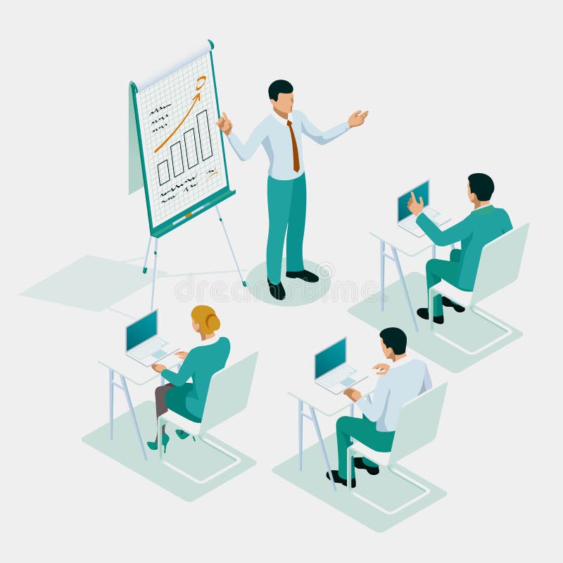 Isometric Business Training or Courses, Business Meeting, Teamwork ...