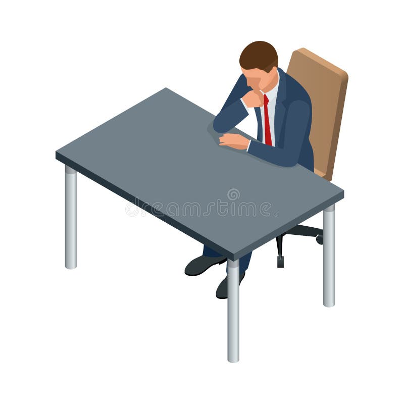 Isometric Businessman Isolated on Write. Creating an Office Worker ...