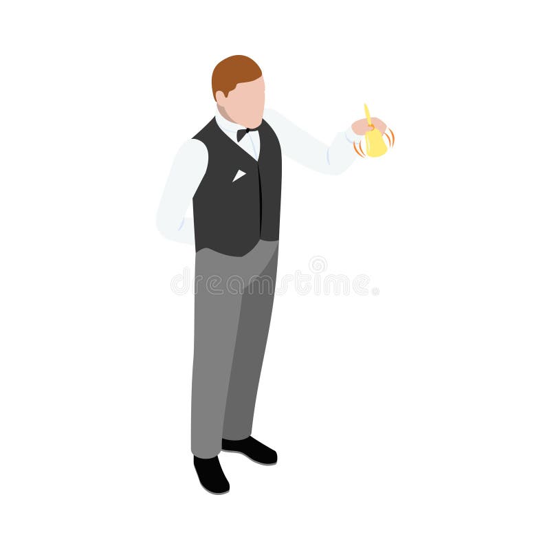 Isometric Butler Illustration Stock Vector - Illustration of service ...
