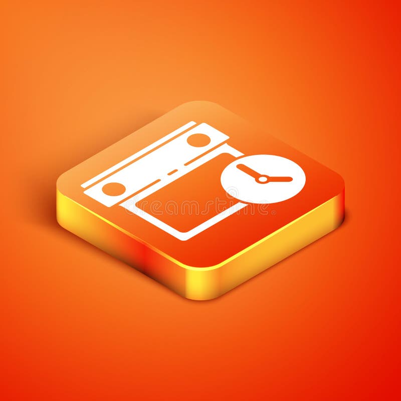 Isometric Calendar and Clock Icon Isolated on Orange Background ...
