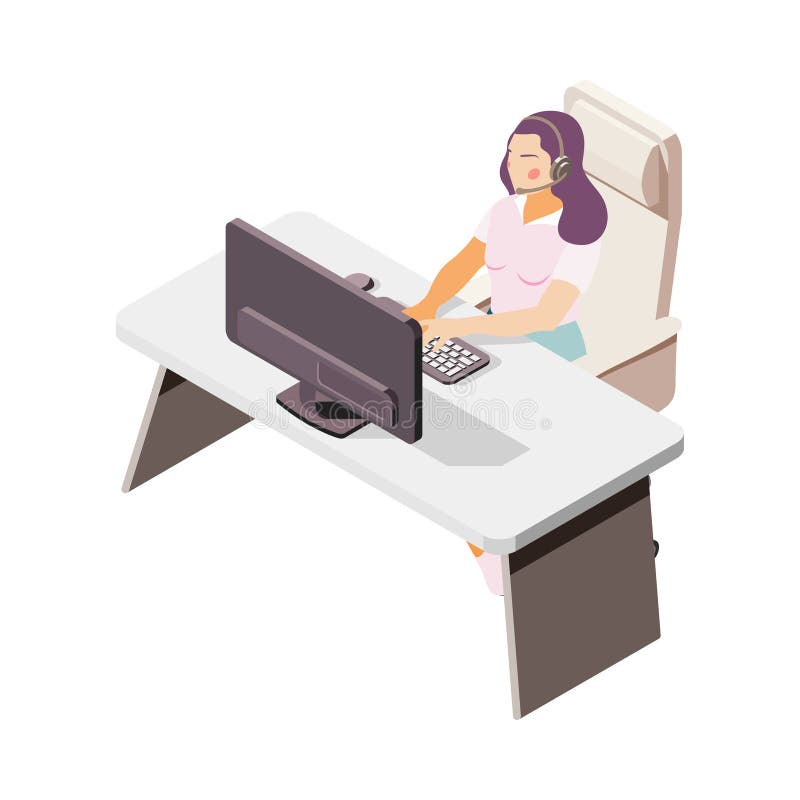 Isometric Call Center stock vector. Illustration of worker - 254384861