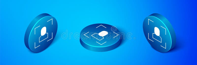 Isometric Camera Focus Frame Line Icon Isolated on Blue Background ...