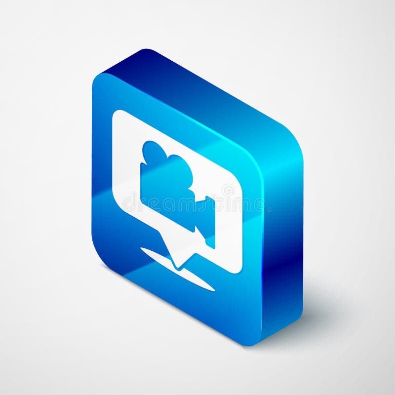 Isometric Camera and Location Pin Icon Isolated on Grey Background ...