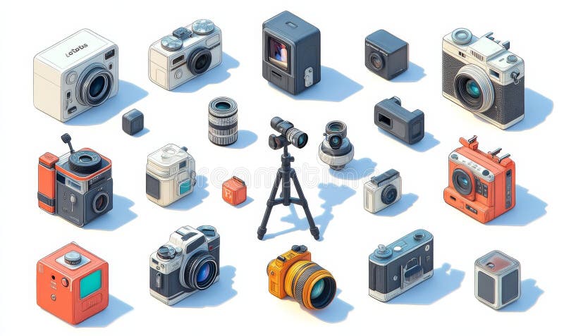 Isometric Camera with a Tripod, Photography or Video Creation, 3D Icon ...