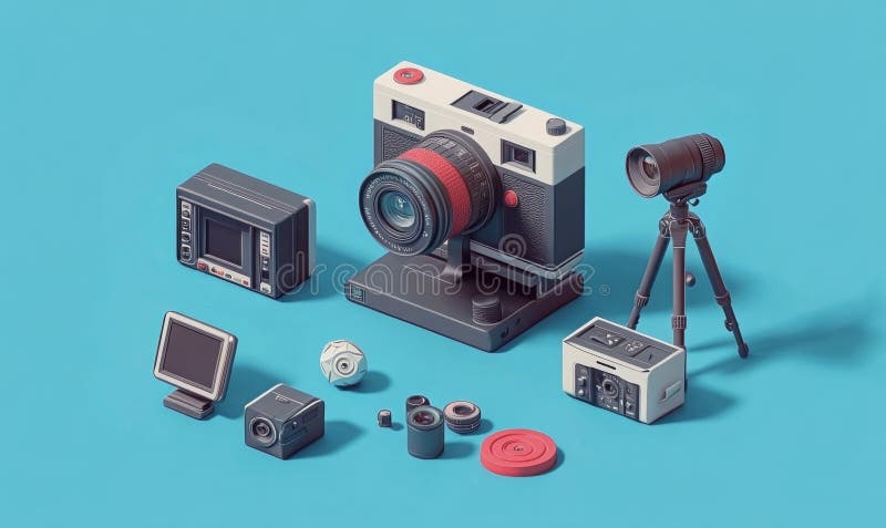 Isometric Camera with a Tripod, Photography or Video Creation, 3D Icon ...