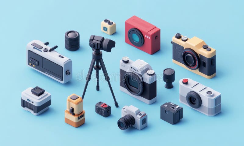 Isometric Camera with a Tripod, Photography or Video Creation, 3D Icon ...