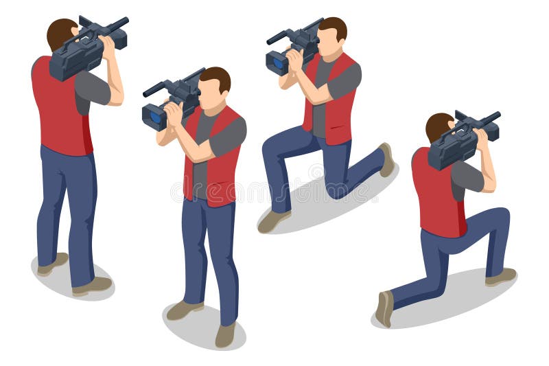 Isometric Cameraman. Video Camera Operator. Concept of Technology ...