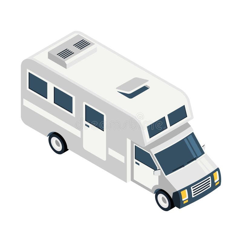 Isometric Camper Van Composition Stock Vector - Illustration of ...
