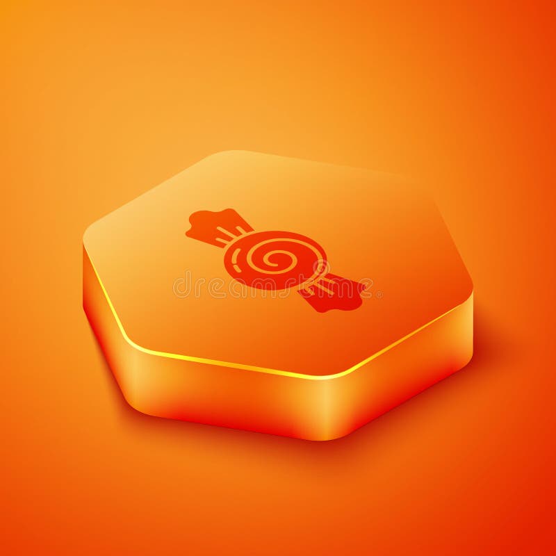 Isometric Candy Icon Isolated on Orange Background. Happy Halloween ...