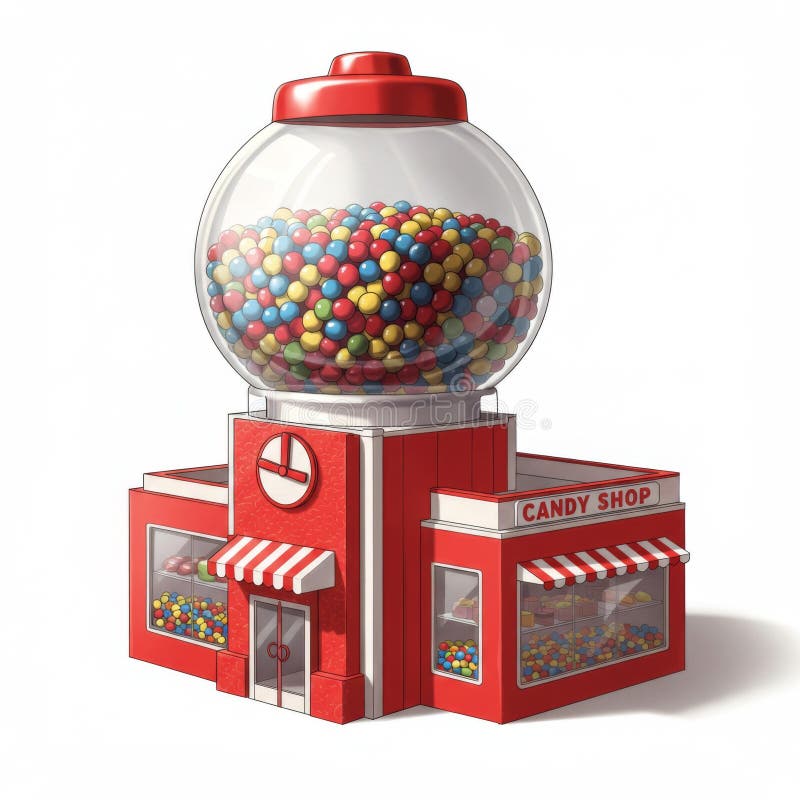 Isometric Candy Shop Building with Gumball Machine with Pixel Art Style ...