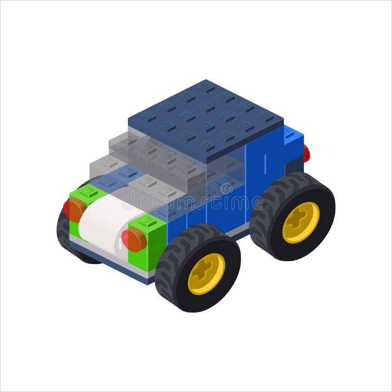 Isometric Car Assembled from Plastic Blocks. Vector Stock Vector ...