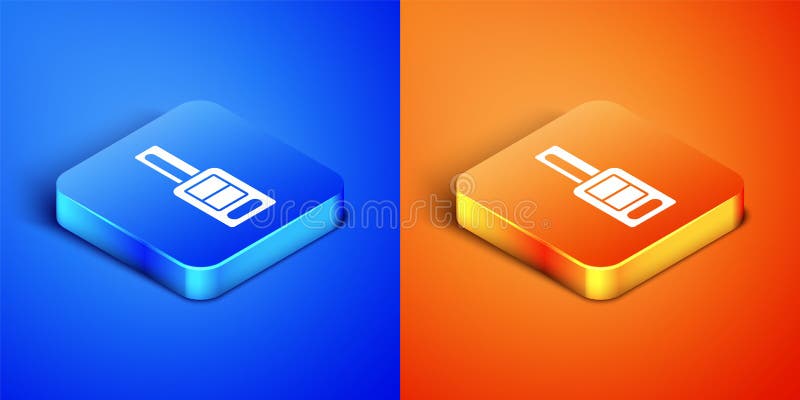 Isometric Car Key with Remote Icon Isolated on Blue and Orange ...