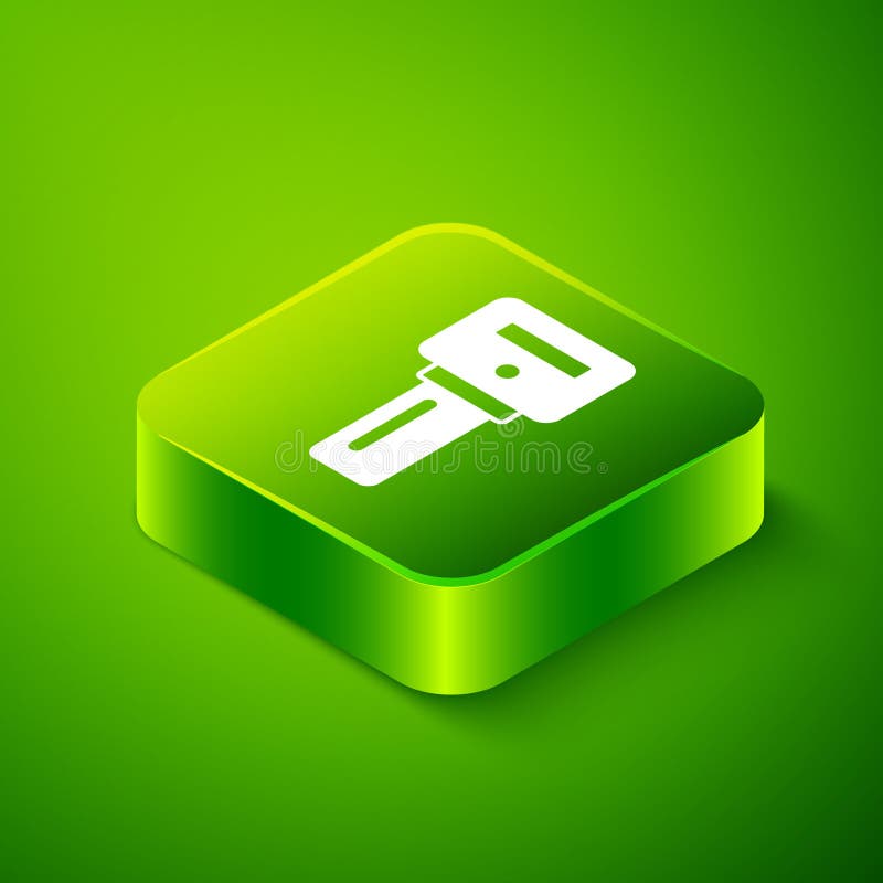 Isometric Car Key with Remote Icon Isolated on Green Background. Car ...