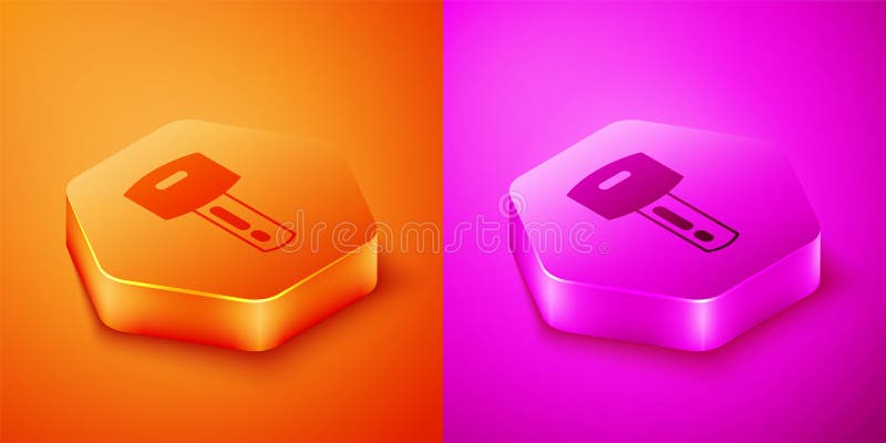 Isometric Car Key with Remote Icon Isolated on Orange and Pink ...