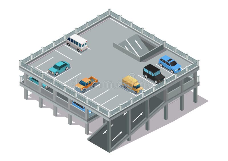 Isometric car parking area stock vector. Illustration of ticket - 358017531