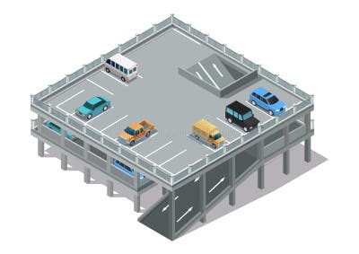 Isometric car parking area stock vector. Illustration of ticket - 358017531