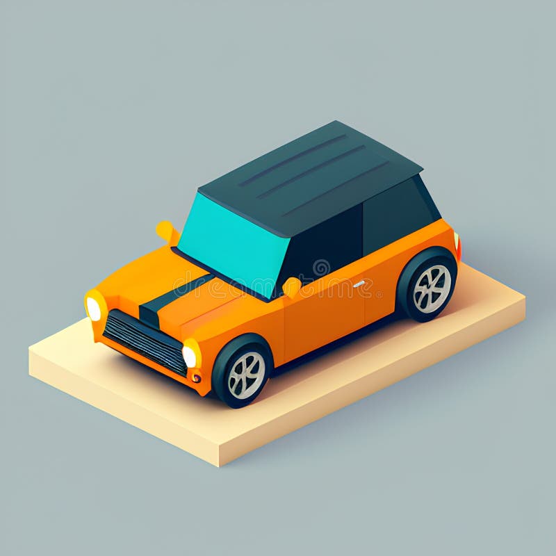Isometric Car on the Road. 3d Illustration. Vector Stock Image - Image ...