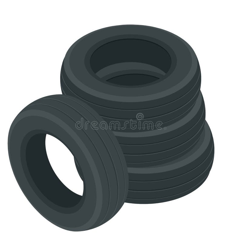 Isometric Car Tires Icon. Complete Set of Car Wheels, New Tires ...