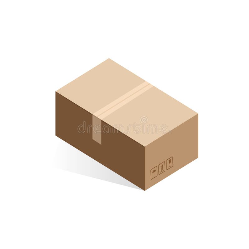 Isometric Cardboard Box Closed with Paper Tape, Delivery Parcel Stock ...