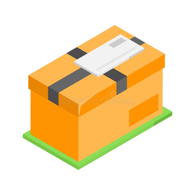 Isometric Cardboard Box Packed and Sealed for Shipment and Delivery ...