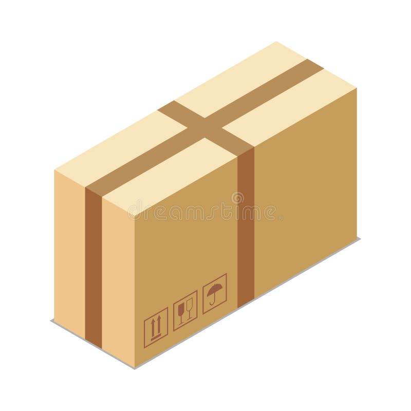 Isometric Cardboard Box stock vector. Illustration of cube - 261726255